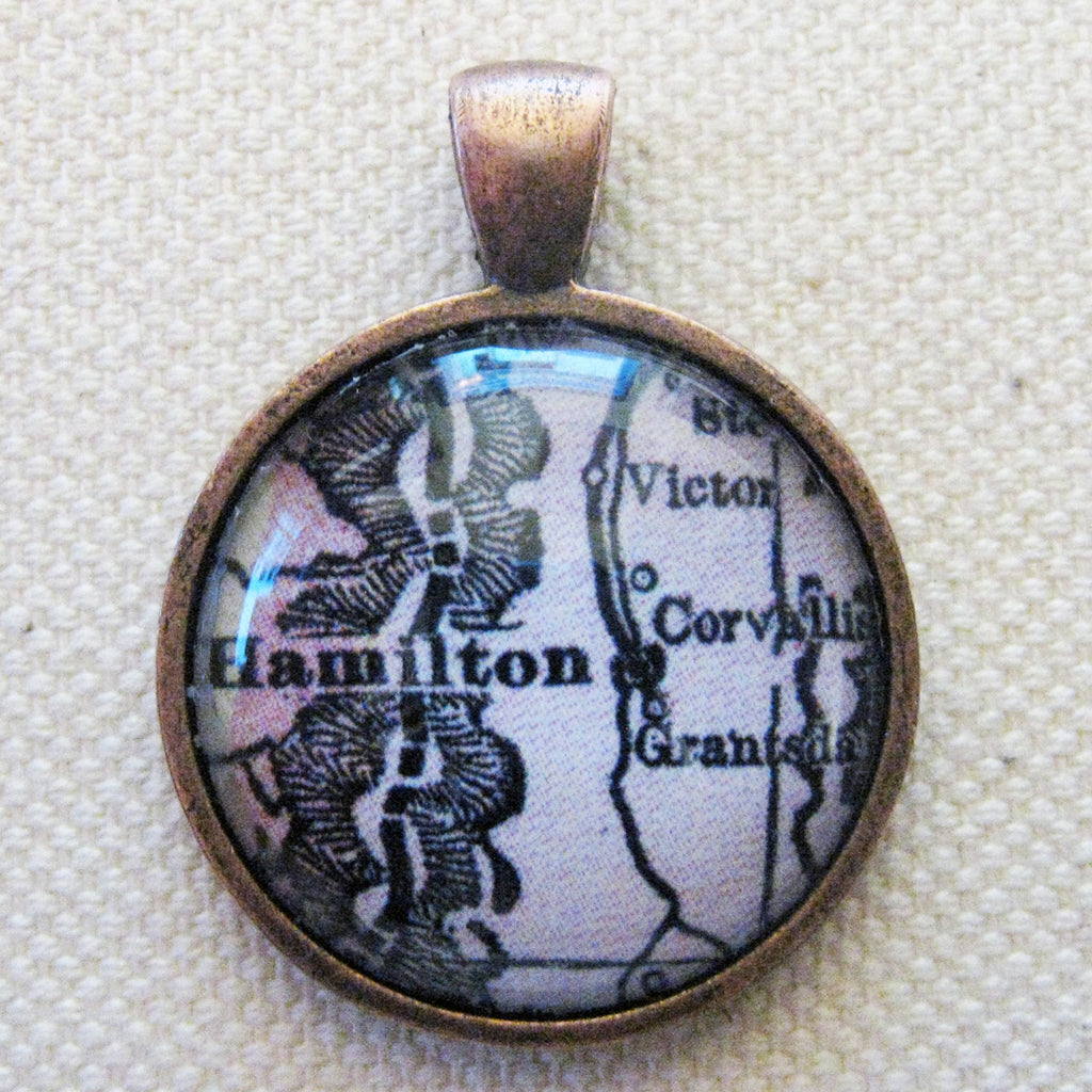 Hamilton Montana Vintage Map Pendant – Warbles with Bella