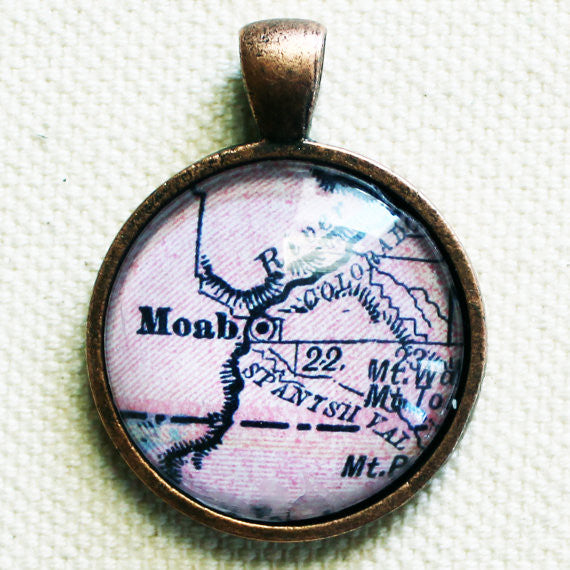 Moab Utah Vintage Map Pendant – Warbles with Bella